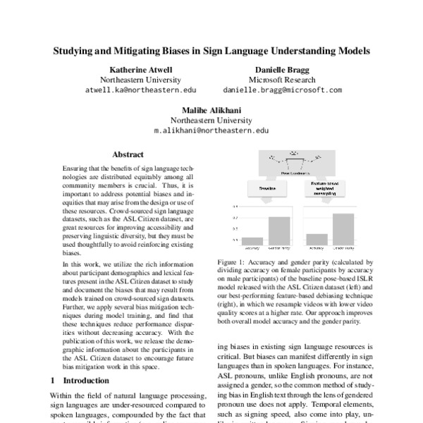 Studying and Mitigating Biases in Sign Language Understanding Models - ACL Anthology