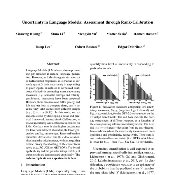 Uncertainty in Language Models: Assessment through Rank-Calibration - ACL Anthology