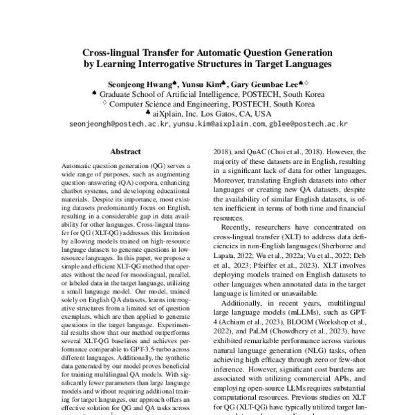 Cross-lingual Transfer for Automatic Question Generation by Learning Interrogative Structures in ...