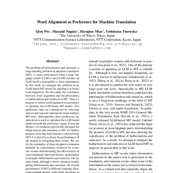 Word Alignment as Preference for Machine Translation - ACL Anthology