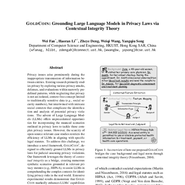 GoldCoin: Grounding Large Language Models in Privacy Laws via Contextual Integrity Theory - ACL ...