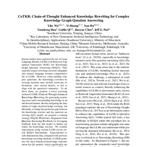 CoTKR: Chain-of-Thought Enhanced Knowledge Rewriting for Complex Knowledge Graph Question ...