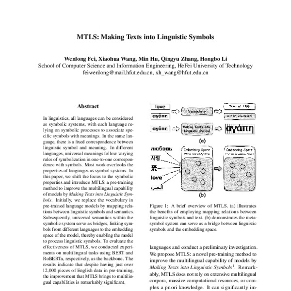 MTLS: Making Texts into Linguistic Symbols - ACL Anthology