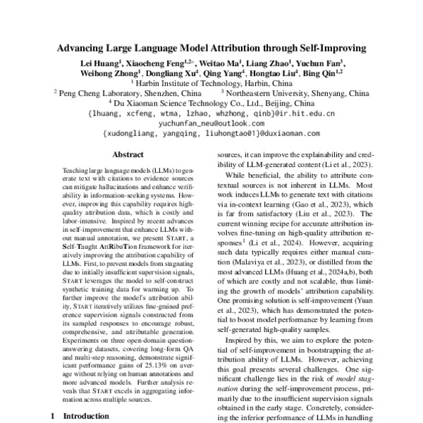 Advancing Large Language Model Attribution through Self-Improving - ACL ...