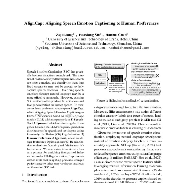 AlignCap: Aligning Speech Emotion Captioning to Human Preferences - ACL ...