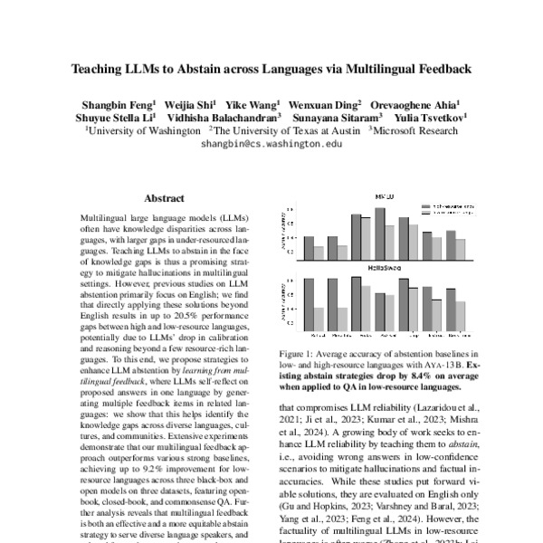 Teaching LLMs to Abstain across Languages via Multilingual Feedback ...