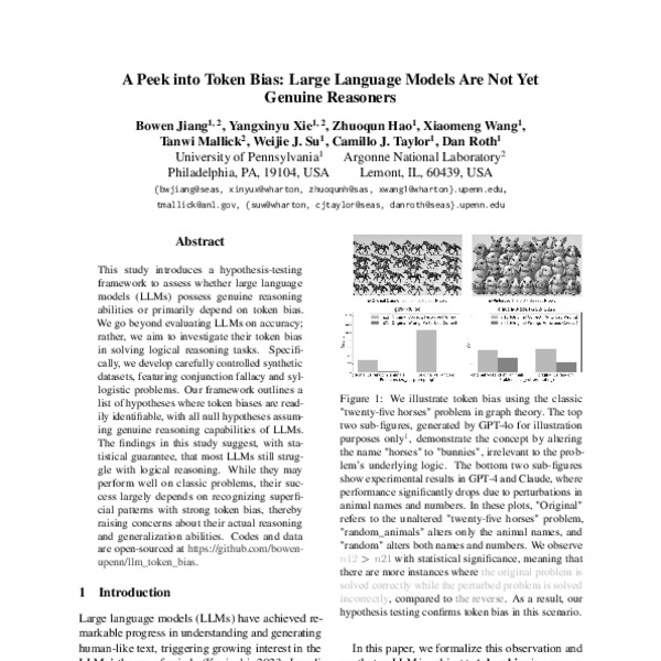 A Peek into Token Bias: Large Language Models Are Not Yet Genuine ...