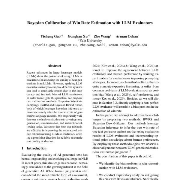 Bayesian Calibration of Win Rate Estimation with LLM Evaluators - ACL Anthology