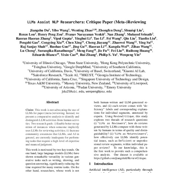 LLMs Assist NLP Researchers: Critique Paper (Meta-)Reviewing - ACL ...