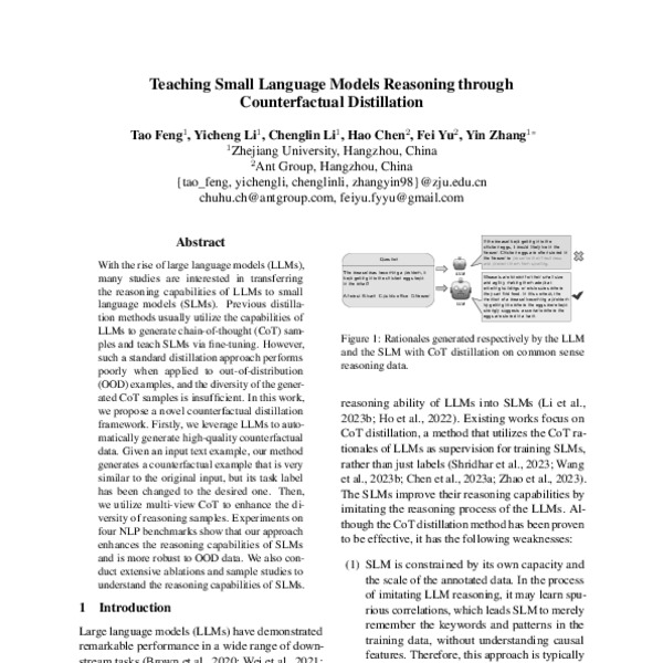 Teaching Small Language Models Reasoning through Counterfactual Distillation - ACL Anthology
