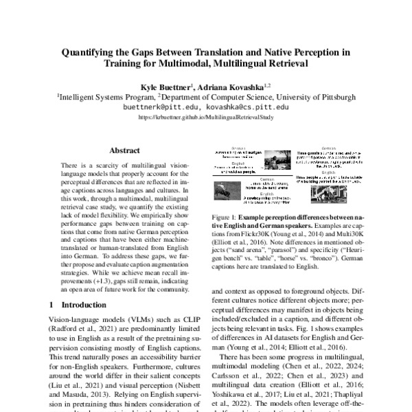 Quantifying The Gaps Between Translation And Native Perception In Training For Multimodal
