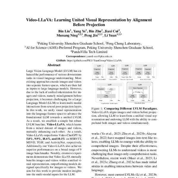Video-LLaVA: Learning United Visual Representation by Alignment Before ...