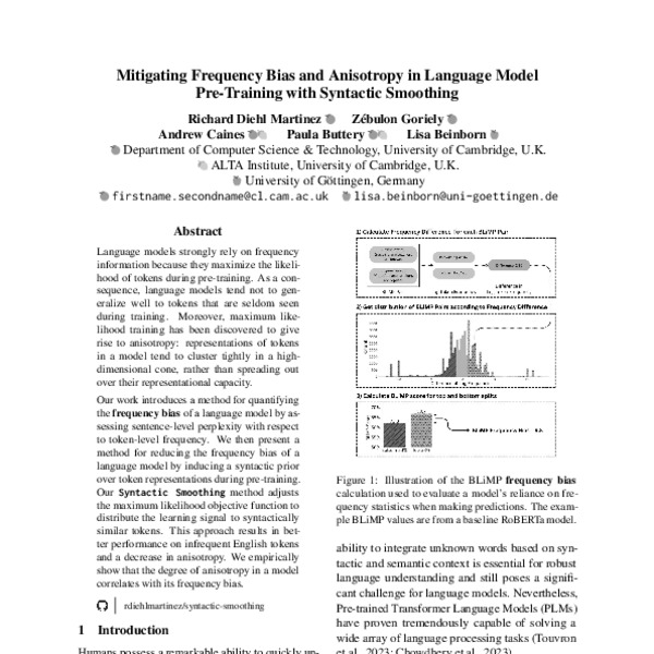 Mitigating Frequency Bias and Anisotropy in Language Model Pre-Training with Syntactic Smoothing ...