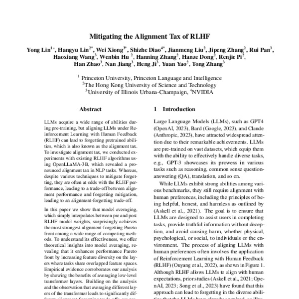 Mitigating the Alignment Tax of RLHF - ACL Anthology