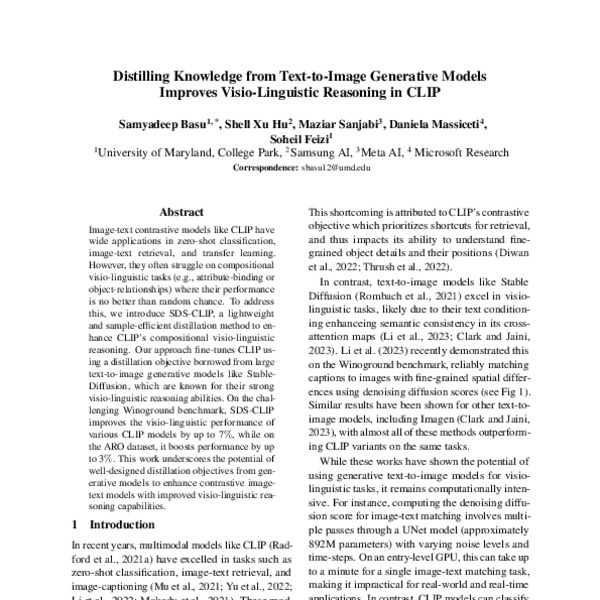 Distilling Knowledge from Text-to-Image Generative Models Improves Visio-Linguistic Reasoning in ...