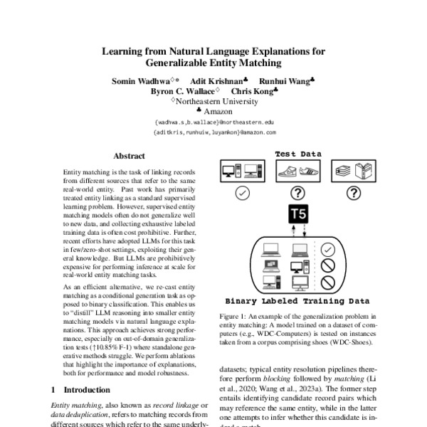 Learning From Natural Language Explanations For Generalizable Entity Matching Acl Anthology