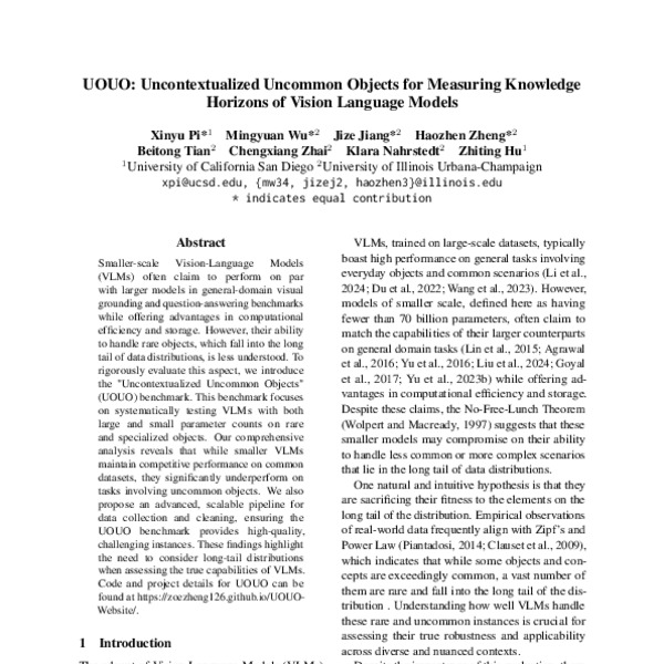 UOUO: Uncontextualized Uncommon Objects for Measuring Knowledge Horizons of Vision Language ...