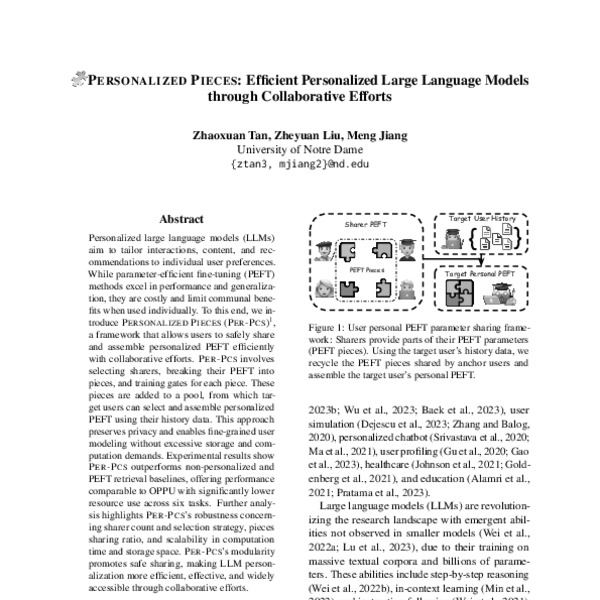 Personalized Pieces: Efficient Personalized Large Language Models through Collaborative Efforts ...