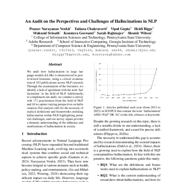 An Audit on the Perspectives and Challenges of Hallucinations in NLP - ACL Anthology
