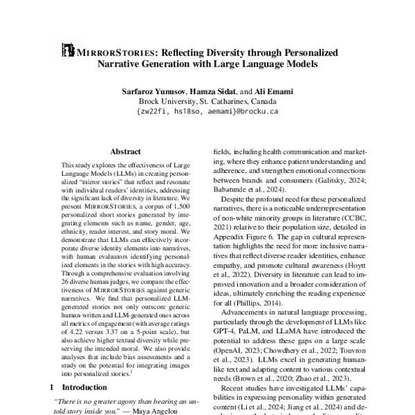 MirrorStories: Reflecting Diversity through Personalized Narrative Generation with Large ...