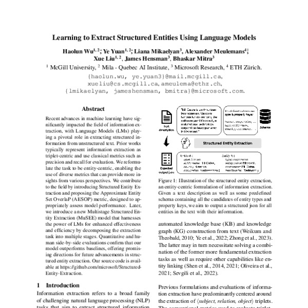 Learning to Extract Structured Entities Using Language Models - ACL Anthology