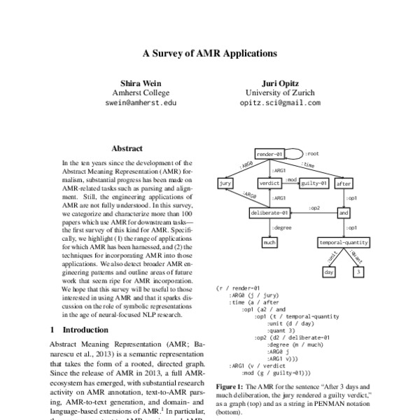 A Survey of AMR Applications - ACL Anthology