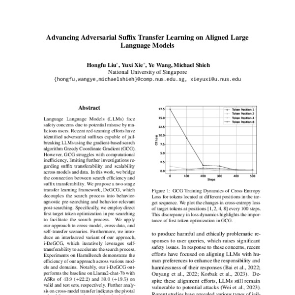 Advancing Adversarial Suffix Transfer Learning On Aligned Large Language Models Acl Anthology