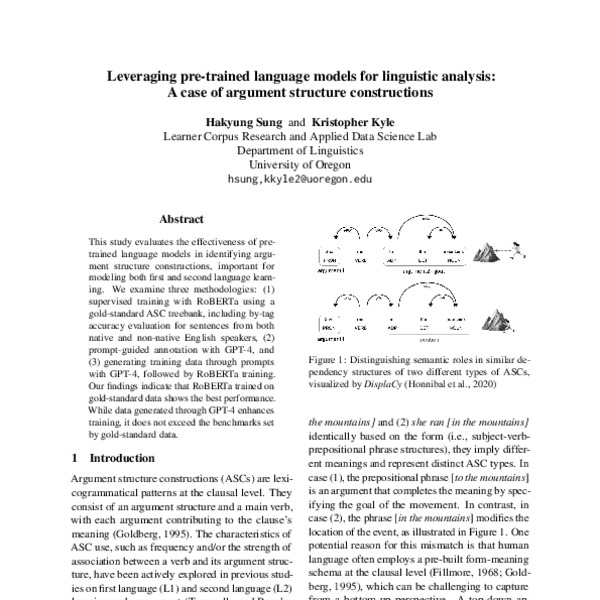 Leveraging pre-trained language models for linguistic analysis: A case of argument structure ...