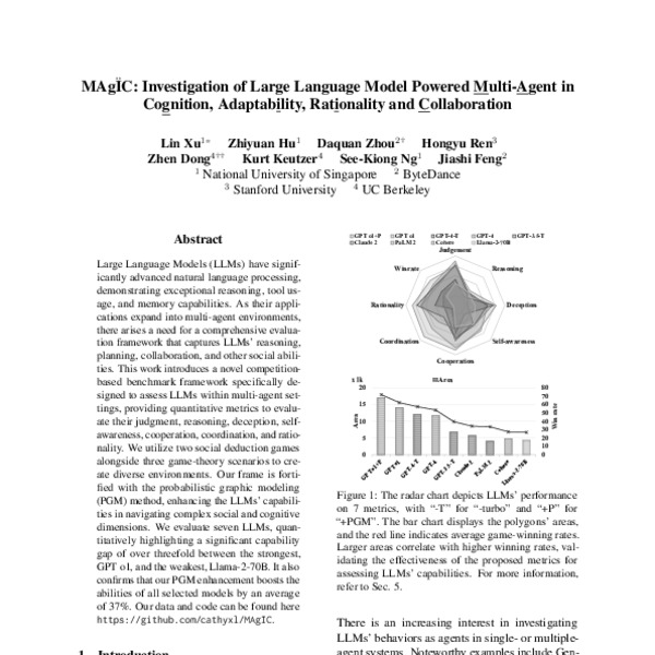 MAgIC: Investigation of Large Language Model Powered Multi-Agent in Cognition, Adaptability ...