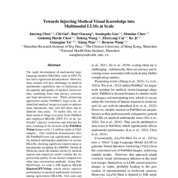 Towards Injecting Medical Visual Knowledge into Multimodal LLMs at Scale - ACL Anthology