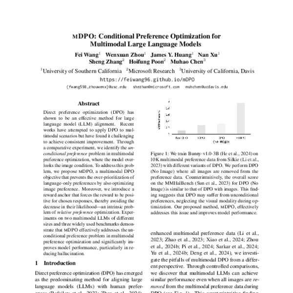 mDPO: Conditional Preference Optimization for Multimodal Large Language ...