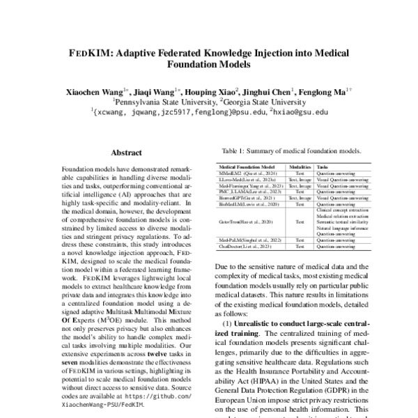 FEDKIM: Adaptive Federated Knowledge Injection into Medical Foundation ...