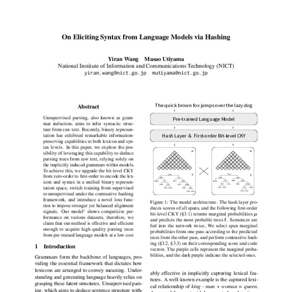 On Eliciting Syntax From Language Models Via Hashing Acl Anthology