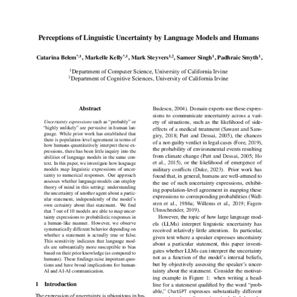 Perceptions of Linguistic Uncertainty by Language Models and Humans ...