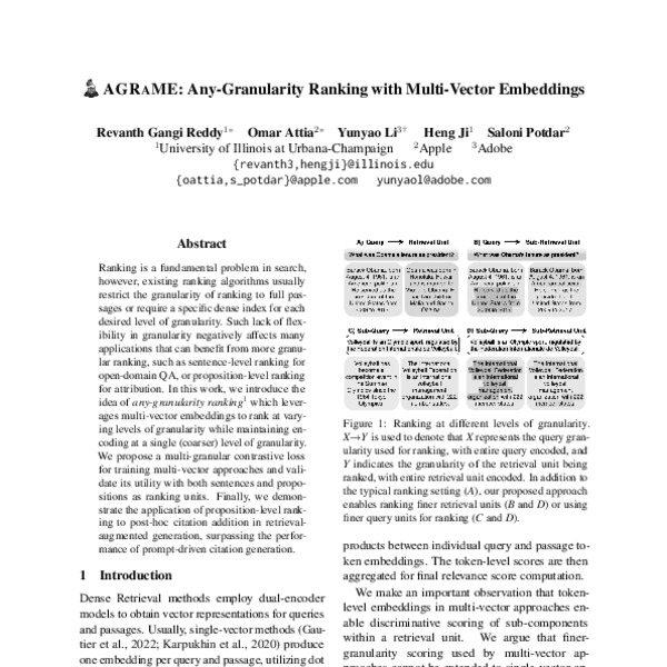 AGRaME: Any-Granularity Ranking with Multi-Vector Embeddings - ACL ...