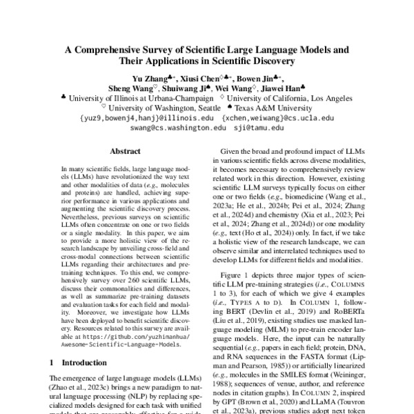 A Comprehensive Survey of Scientific Large Language Models and Their ...