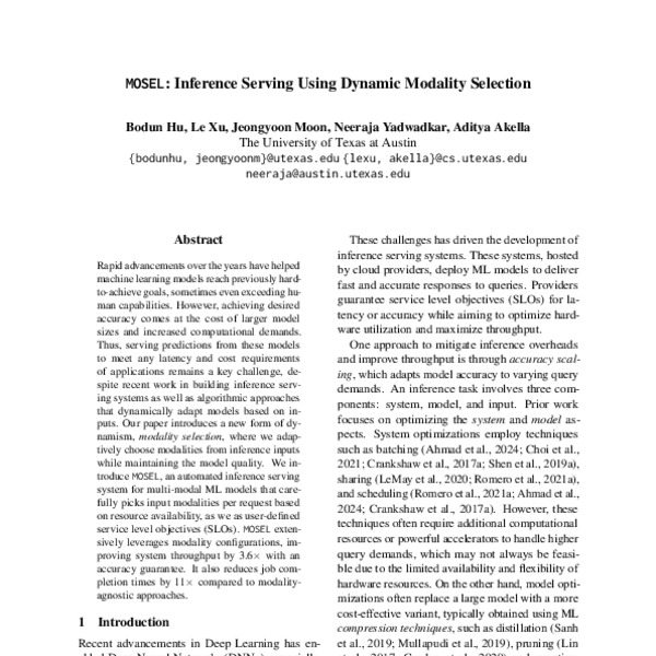 MOSEL: Inference Serving Using Dynamic Modality Selection - ACL Anthology
