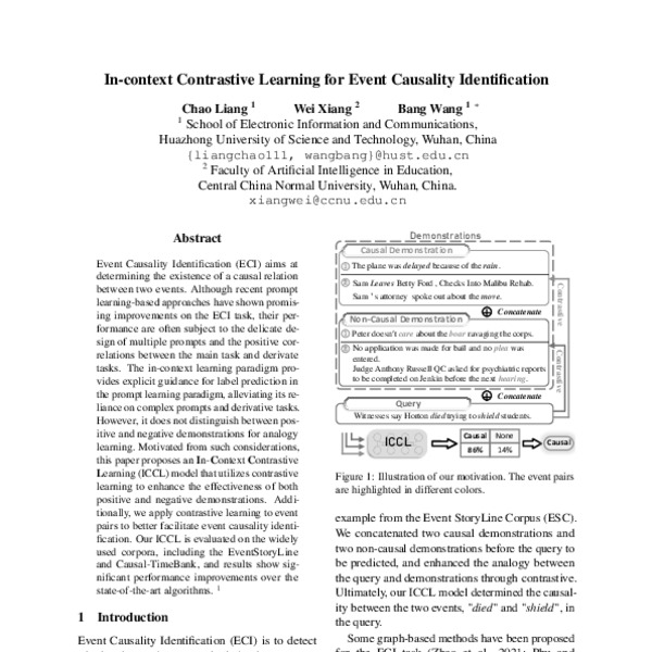 In-context Contrastive Learning for Event Causality Identification - ACL Anthology