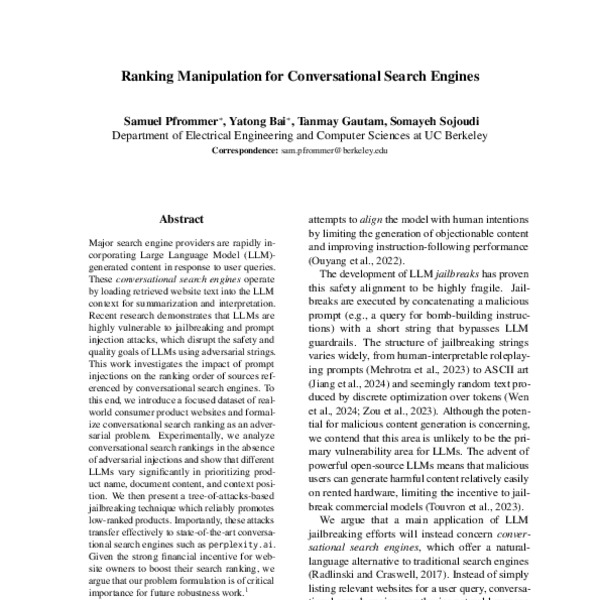 Ranking Manipulation for Conversational Search Engines - ACL Anthology