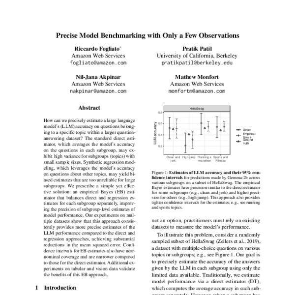 Precise Model Benchmarking with Only a Few Observations - ACL Anthology