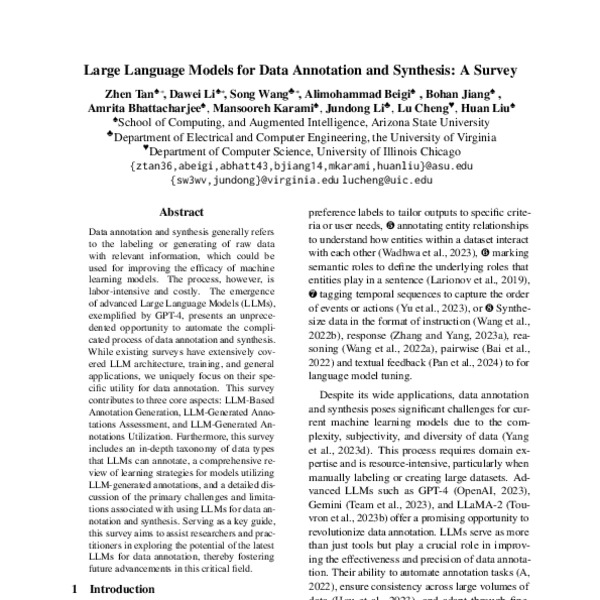 Large Language Models for Data Annotation and Synthesis: A Survey - ACL Anthology