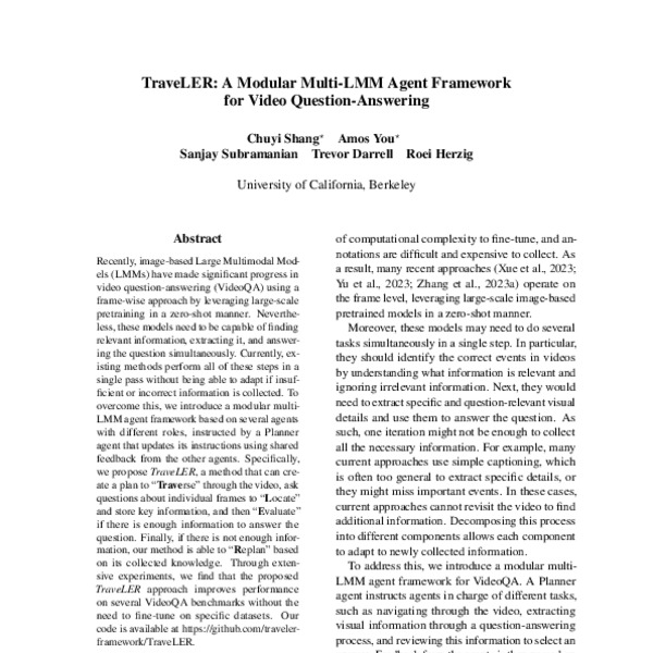 TraveLER: A Modular Multi-LMM Agent Framework for Video Question-Answering - ACL Anthology