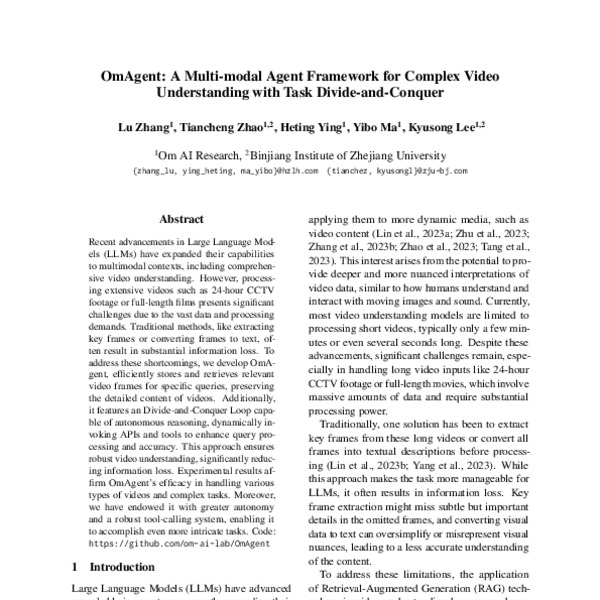 OmAgent: A Multi-modal Agent Framework for Complex Video Understanding with Task Divide-and ...