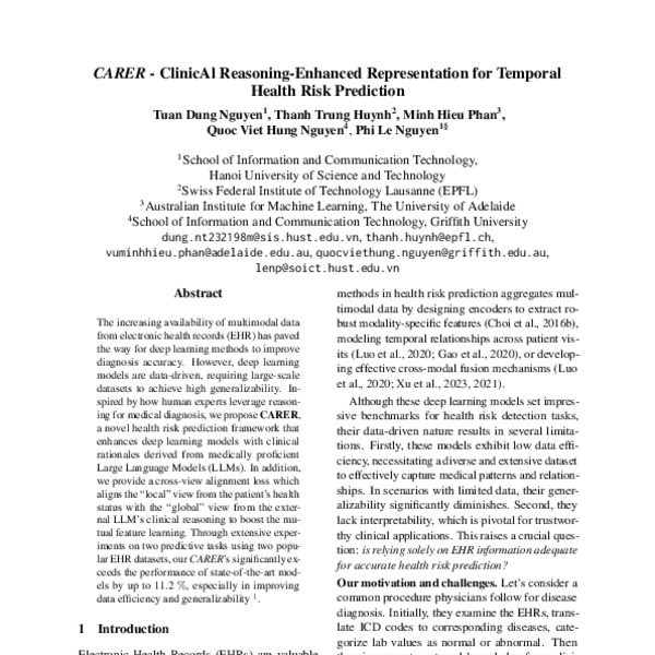 CARER - ClinicAl Reasoning-Enhanced Representation for Temporal Health ...