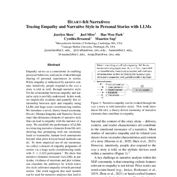 HEART-felt Narratives: Tracing Empathy and Narrative Style in Personal ...