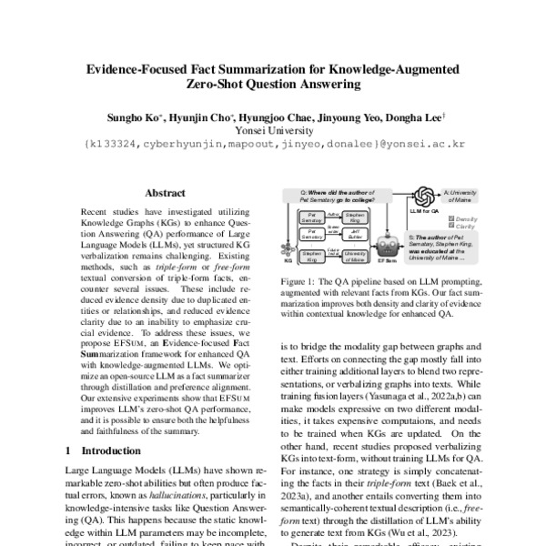 Evidence-Focused Fact Summarization for Knowledge-Augmented Zero-Shot Question Answering - ACL ...