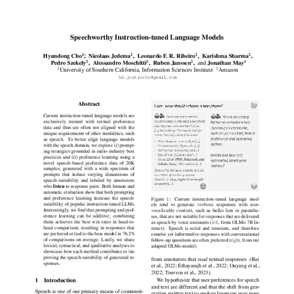 Speechworthy Instruction-tuned Language Models - ACL Anthology