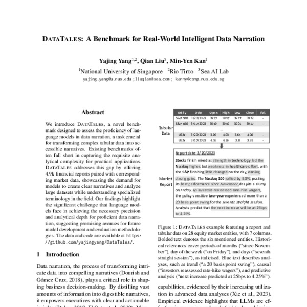 DataTales: A Benchmark for Real-World Intelligent Data Narration - ACL ...