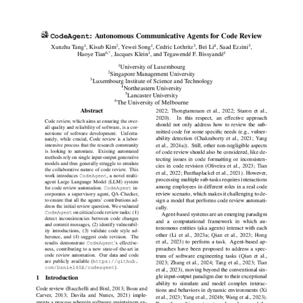 CodeAgent: Autonomous Communicative Agents for Code Review - ACL Anthology