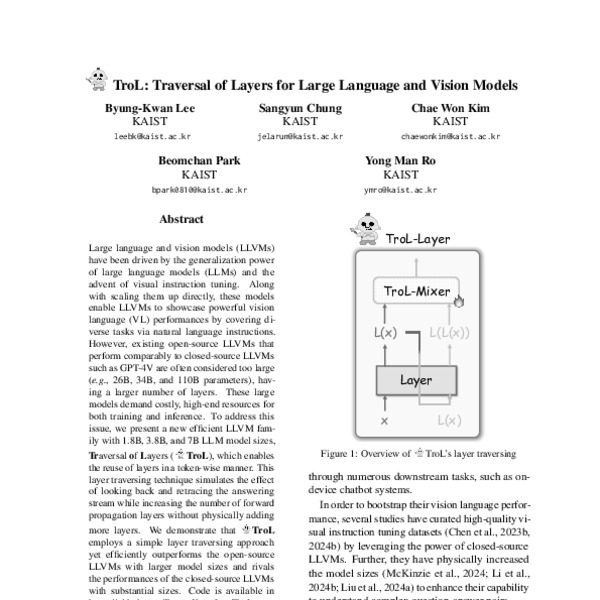 TroL: Traversal of Layers for Large Language and Vision Models - ACL Anthology